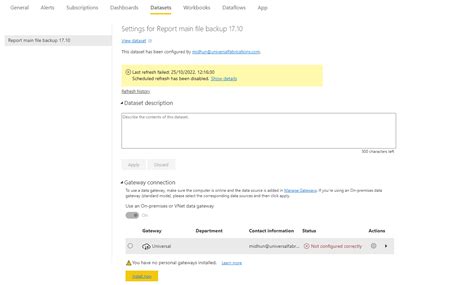 gateway connection not configured properly microsoft fabric community