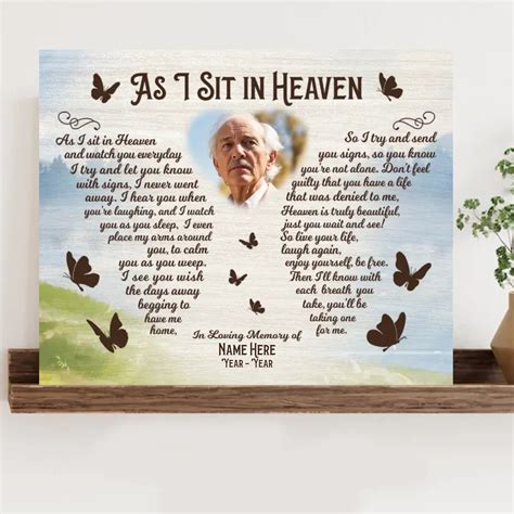 As I Sit In Heaven Sympathy Poem For Loss Custom Memorial Canvas Pri