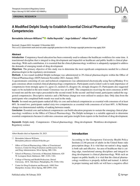 Pdf A Modified Delphi Study To Establish Essential Clinical