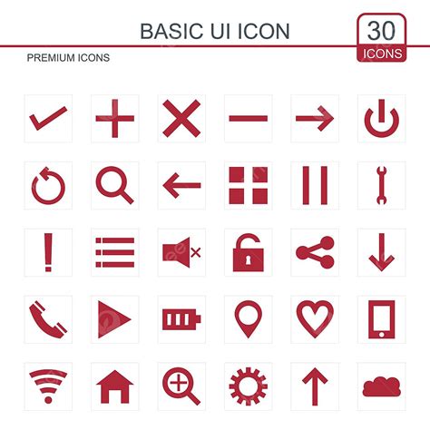 Ui Set Vector Design Images Basic Ui Icons Set Red Ui Icons Red