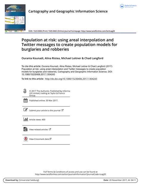 Pdf Population At Risk Using Areal Interpolation And Twitter