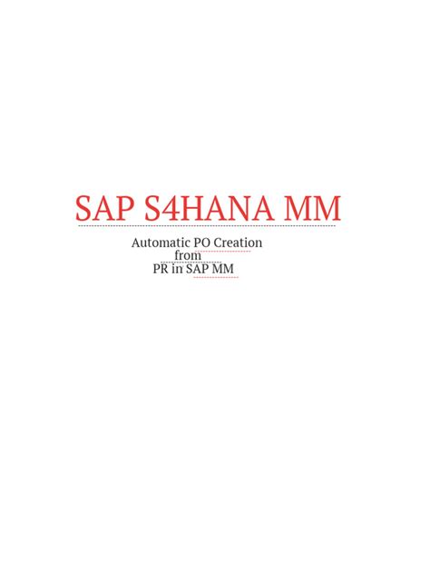 Automatic Po Creation From Pr In Sap Mm Pdf Computing Business