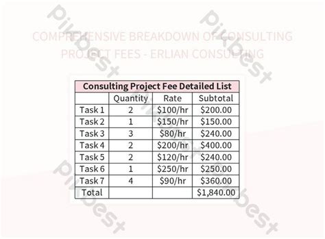 Exploring The Detailed Structure Of Consulting Project Costs Erlian Excel Template Free