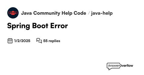Spring Boot Error Java Community Help Code Learn