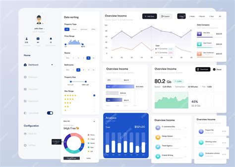 ux 인포그래픽 대시보드 ui 디자인 그래프 차트 및 다이어그램 웹 인터페이스 템플릿 프리미엄 벡터