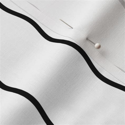Double Squiggly Black Lines On White Fabric Spoonflower