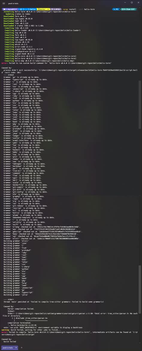 Problem Trying To Compile Last Version On Master Branch Issue Helix Editor Helix GitHub