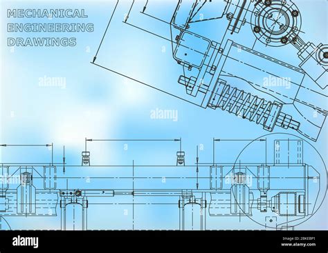 Computer Aided Design Systems Technical Illustrations Background Mechanical Blue Stock