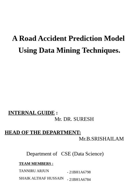 Road Accident Prediction Model Presentation 1 Pdf Support Vector Machine Risk