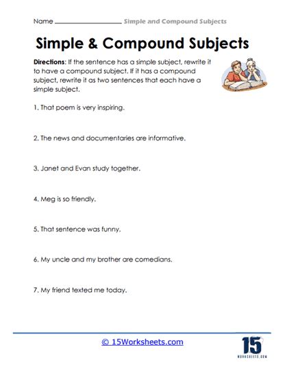 Compound Subjects Worksheets 15 Worksheets Library Worksheets Library