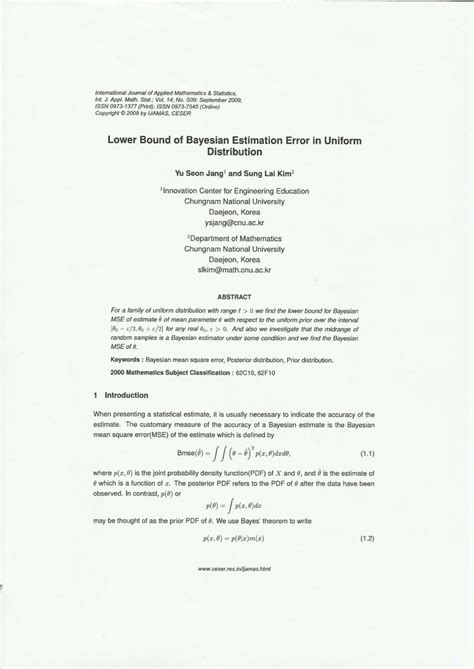 Pdf Lower Bound Of Bayesian Estimation Error In Uniform Distribution