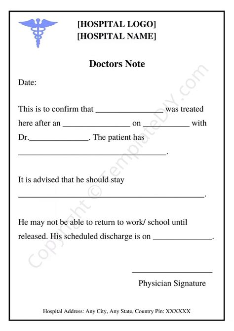 Hospital Real Doctors Note For Work Printable In PDF Word Doctors