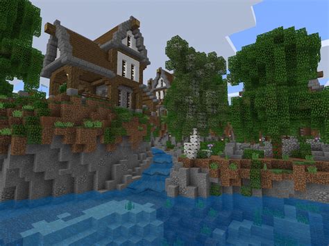 A Small Stream Flowing Into The River R Minecraft