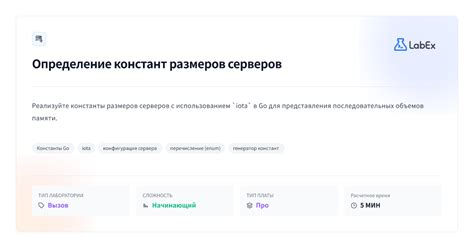 Определение констант размеров серверов Labex