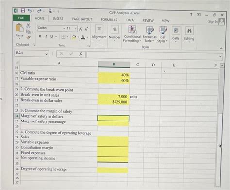 solved b cvp analysis excel file 3 home 5 х insert