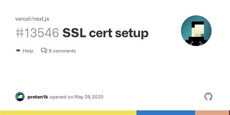 ssl cert setup · vercel next js · discussion 13546 · github