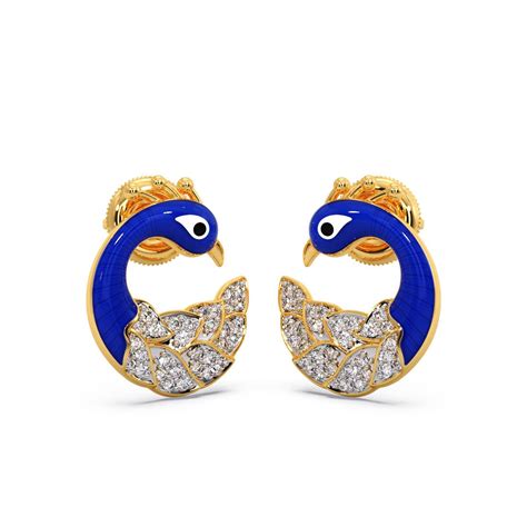 Radiant Peacock Diamond Stud Earrings Candere By Kalyan Jewellers