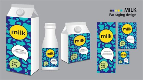 Milk Package Design Milk Label Design Milk Boxes Set And Bottle Vector Box Realistic 3d