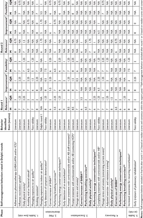 results of delphi round 1 and 2 download table