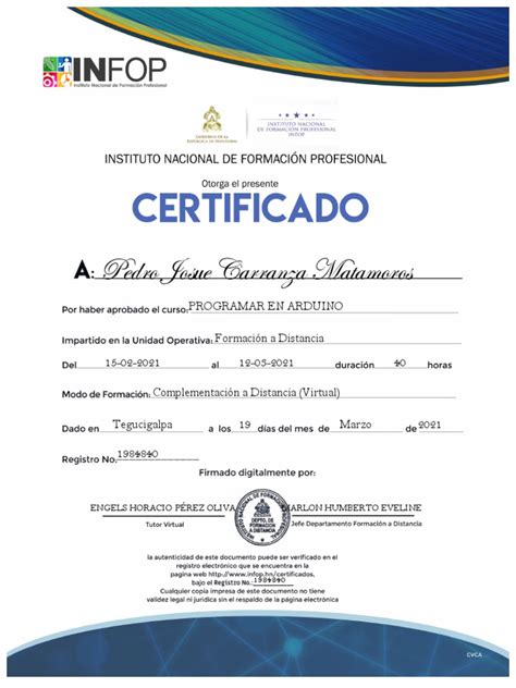 Certificado De Programacion De Arduino Pdf