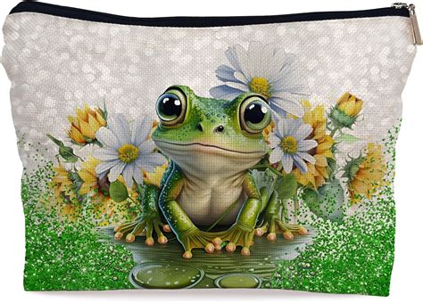 Ayxvt Frog Ts Makeup Bag Spring Frog Cosmetic Bags For