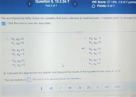 solved the accompanying table shows two samples that were