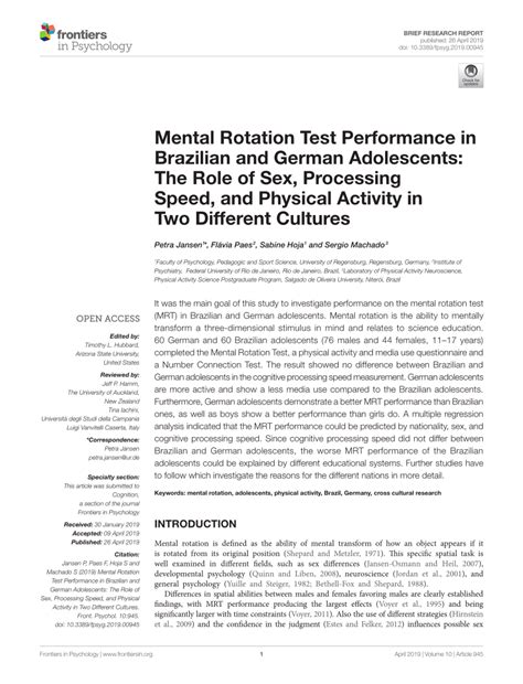 Pdf Mental Rotation Test Performance In Brazilian And German
