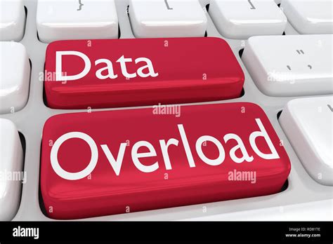 3d Illustration Of Computer Keyboard With The Script Data Overload On Two Adjacent Buttons Stock