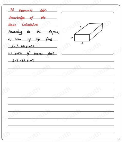 Solved A What Is The Area Of The Top Face Of This Cuboid B What Is The Area Of The Bottom