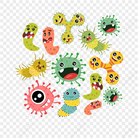 박테리아 바이러스 미생물 감염의 손으로 그린 만화 이미지 일러스트그어진병원체 Png 일러스트 무료 다운로드 Lovepik