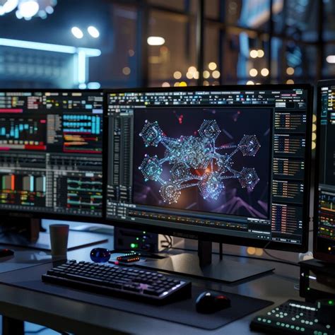 A Computer Monitor Displays A Complex Network Of Data Premium Ai