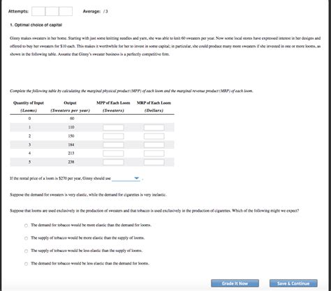 Solved Attempts: Average: /3 1. Optimal choice of capital | Chegg.com