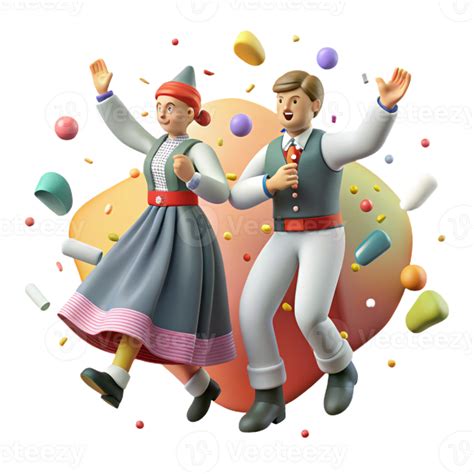 Extraordinary Creative Polka Dancers In Traditional Dress Isolated