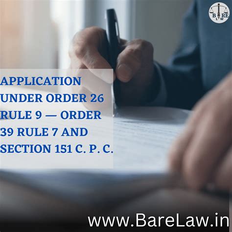 Application Under Order 26 Rule 9 — Order 39 Rule 7 And Section 151 C P C Barelaw
