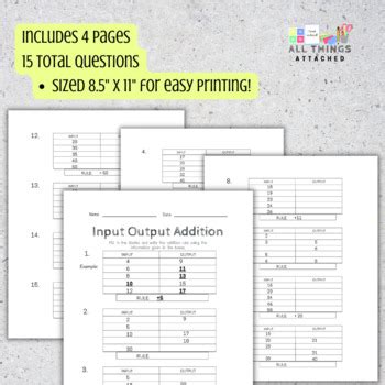 Input Output Table Worksheets | 2nd - 3rd grade Addition Rules | Number ...