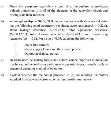 Solved Draw The Per Phase Equivalent Circuit Of A