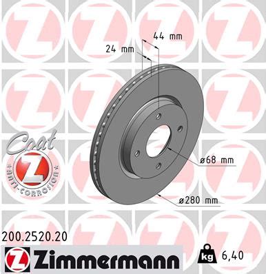 Zimmermann Brake Disc For Nissan Tiida Schrägheck C11 Front