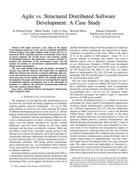 PDF Agile Vs Structured Distributed Software Development A Case Study