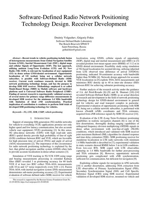 Pdf Software Defined Radio Network Positioning Technology Design Receiver Development