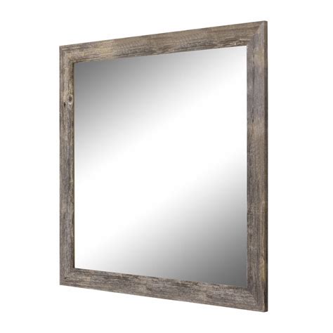 Hitchcock Butterfield Reclaimed Gray Barnwood Farmhouse Square Mirror