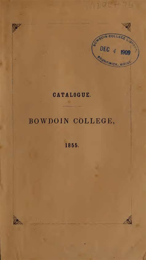 Bowdoin Digital Collections View Bowdoin College Catalogue 1855 Spring Term