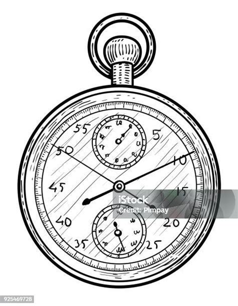 초시계 일러스트 레이 션 드로잉 판화 잉크 라인 아트 벡터 스케치에 대한 스톡 벡터 아트 및 기타 이미지 스케치 스톱워치 판화 제작물 Istock