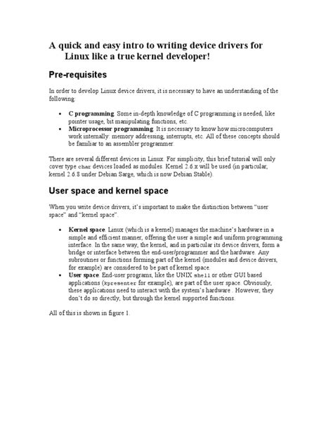Writing Device Drivers Pdf Device Driver Kernel Operating System