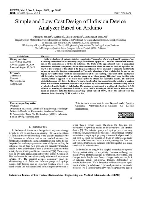 Pdf Simple And Low Cost Design Of Infusion Device Analyzer Based On