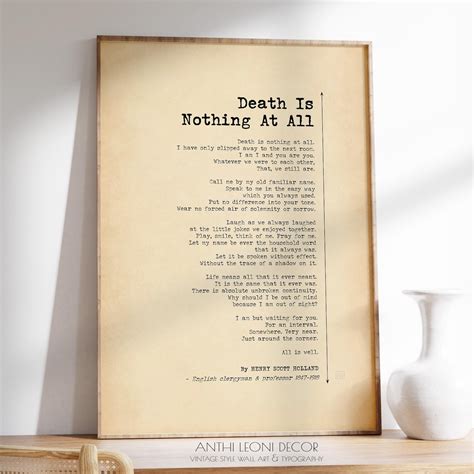 Death Is Nothing At All Poem Print Henry Scott Holland Funeral