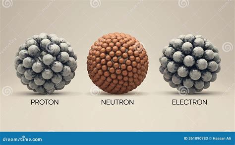 Proton Neutron Electron Subatomic Particles In Atom Structure Stock