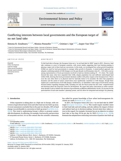 Pdf Conflicting Interests Between Local Governments And The European Target Of No Net Land Take