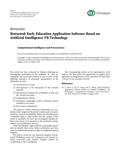 Pdf Retracted Early Education Application Software Based On Artificial Intelligence Vr Technology