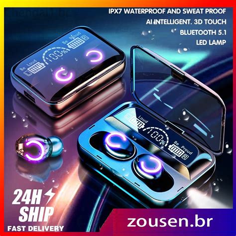 Fones De Ouvido Sem Fio Tws Bluetooth Intra Auriculares Vocal Low Latency Mah Para