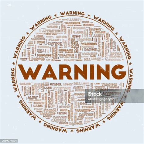 Warning Round Badge Text Warning With Keywords Word Clouds And Circular